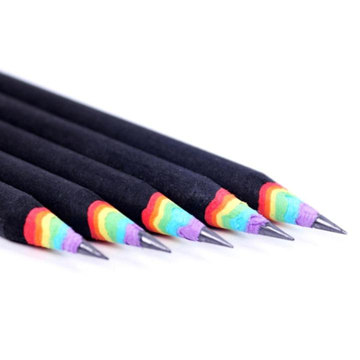 5 Pieces Rainbow Color Pencils Colorful Wood Pencils Bright Round ...