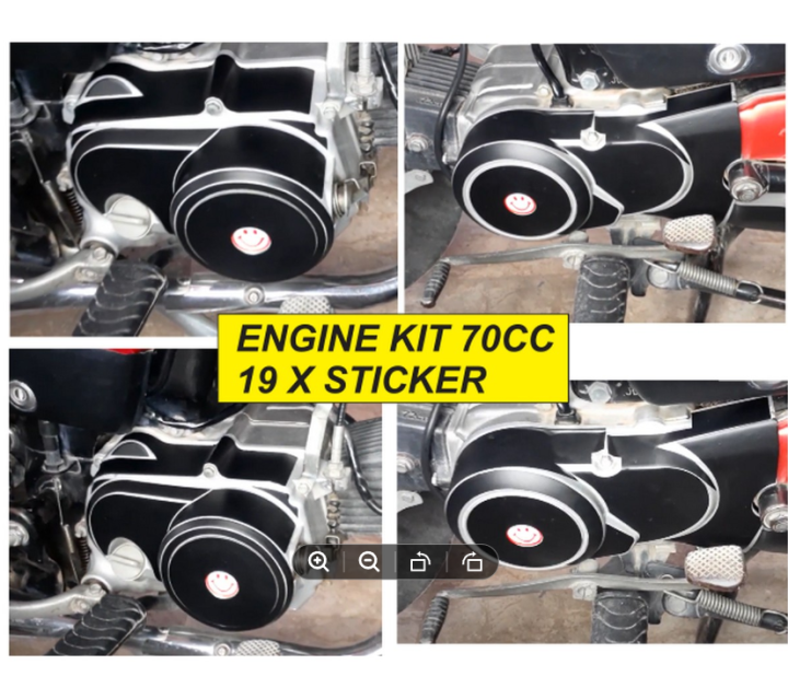 Engine Sticker Kit 19 PCs Matt Black For All 70cc Motorcycles Vinyl ...