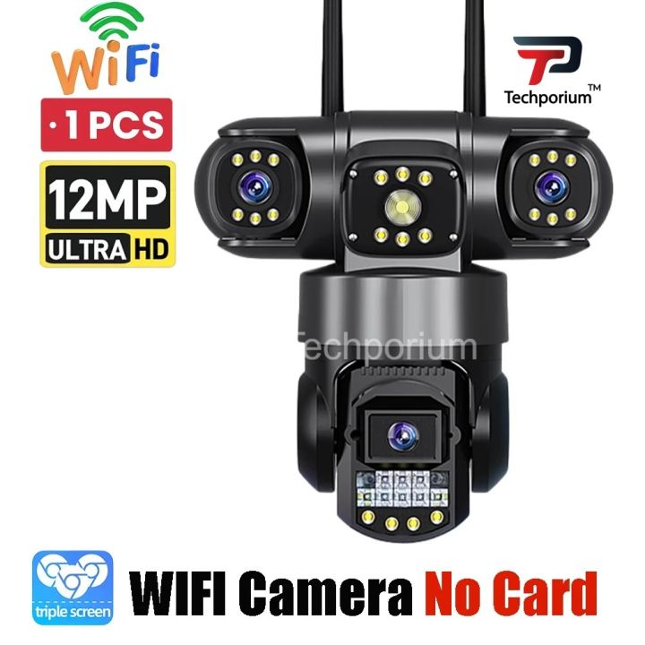 Smart 12MP 6K Wireless IP Camera | Triple Lens 360° PTZ Outdoor CCTV ...