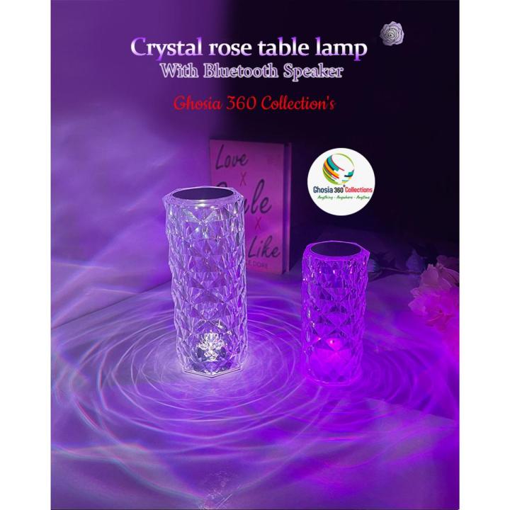 Modern LED Crystal Table Lamp Touch & Remote Controlled Rechargeable ...