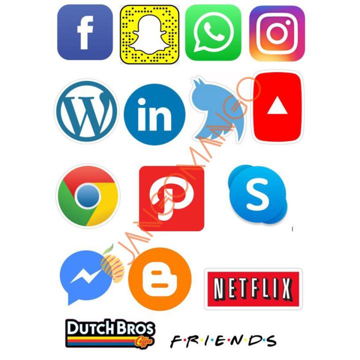 10 Pcs Online Social Apps Logo Stickers Pack for Laptop Desk Phone DIY ...