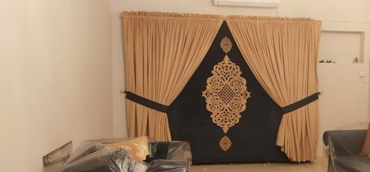 Nefa design curtains with motive blind | Daraz.pk