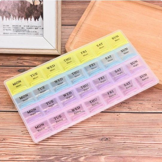 Monthly Pill Organizer & Dispenser: 28-Day Pill Box with Daily ...