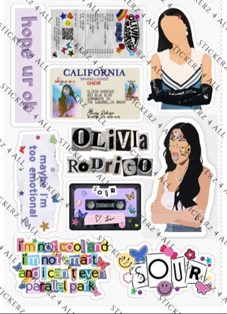 SOUR OLIVIA RODRIGO uncut sticker sheet A6 size cute handy journalling ...