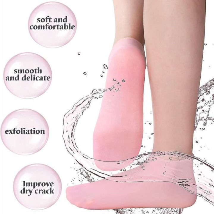 1 Pair Silicone Moisturizing Gel Heel Socks Exfoliating And Preventing Dryness Foot Skin ...