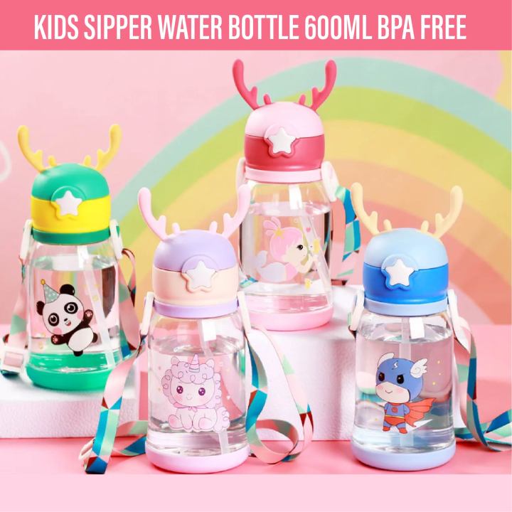 Kids Sipper Water Bottle 600ml Baby Sipper Water BPA-Free Leakproof ...