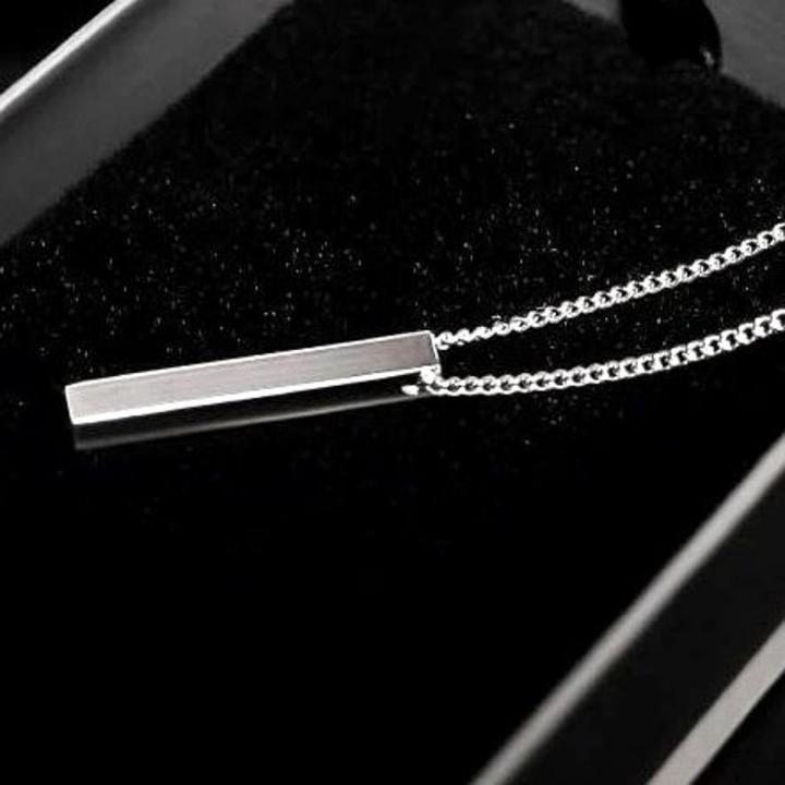 Bar necklace rectangle pendant waterproof chain Locket for Men Boys ...