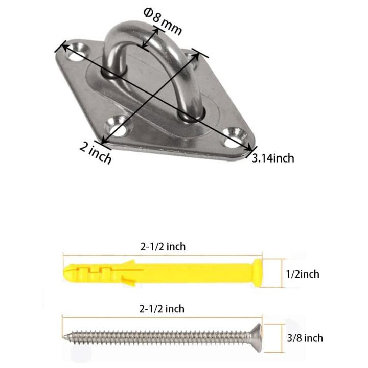 indoor swing-2 x U hooks 2 x Snap Hook 8 x Stainless screws-Silver ...