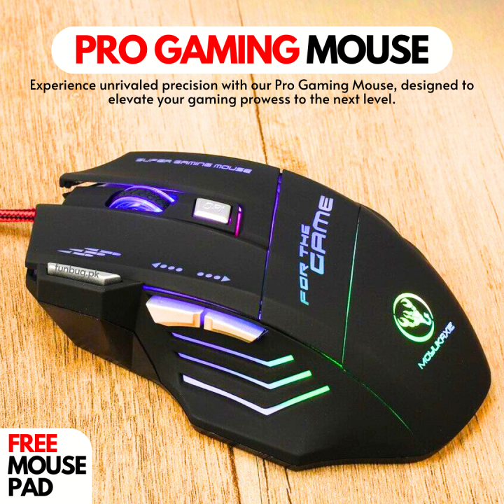 PRO Gaming Mouse RGB with 3200dpi - Breathing LED USB Wired Optical ...