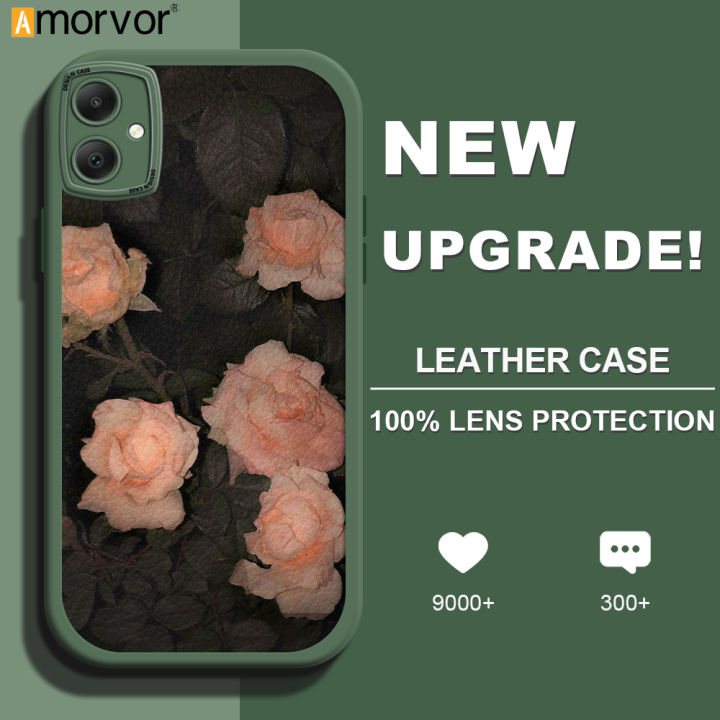 AMORVOR for Samsung A05 A05S Back Cover Pink Rose PU Leather Case Soft ...