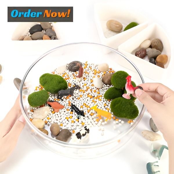 Montessori Trays Sensory Toys Farm Animals Learning Counting Sorting ...