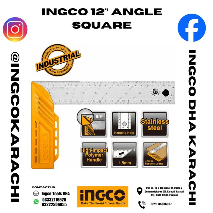 Ingco HAS123002 Angle Square Measure 12" | Daraz.pk