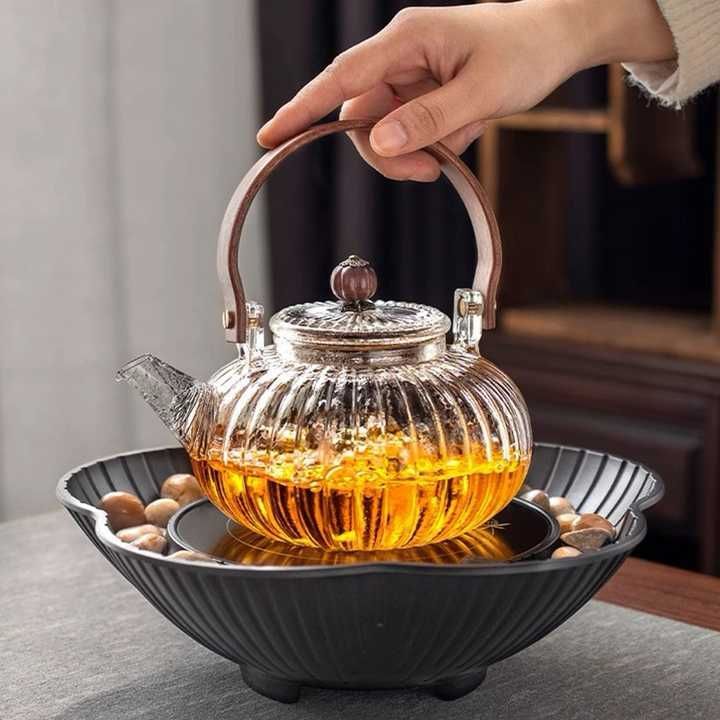 Pumpkin Shaped Glass Teapot 27oz (800ml) | Mini Kettle for Blooming Tea ...