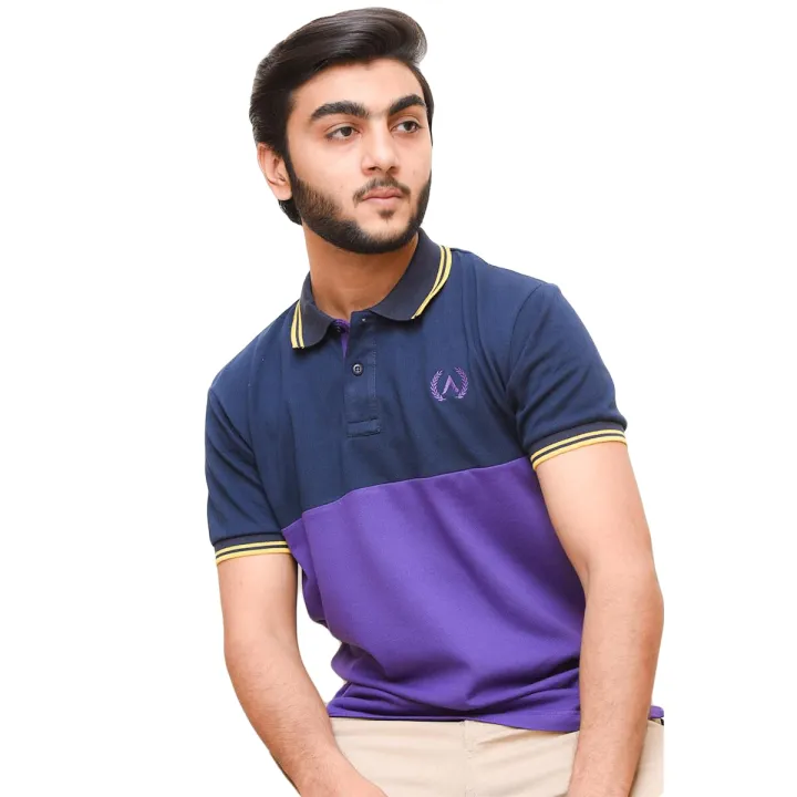 Executive Polo for Men – 100% Cotton – Navy Blue & Purple | Daraz.pk