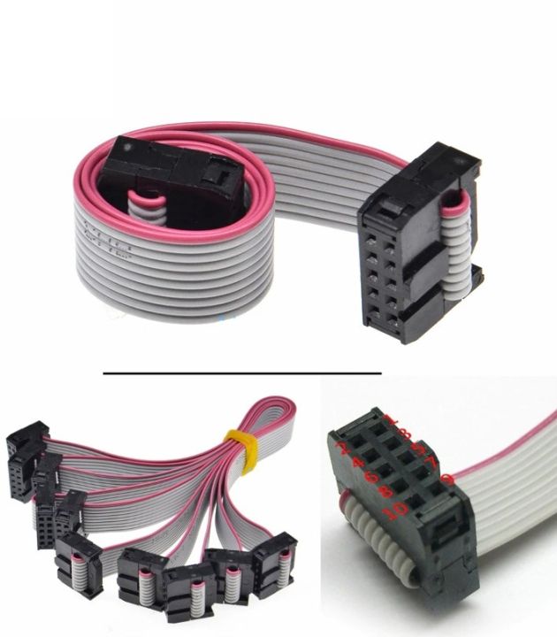 2pcs 10pin Socket data cable wire Socket IDC cable FC-10P JTAG 48CM AVR ...