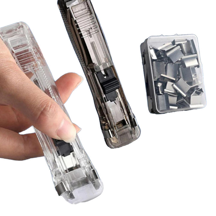 Staple Metal Clip Push Hand Paper Clipper with Refill Fixing Organizing ...
