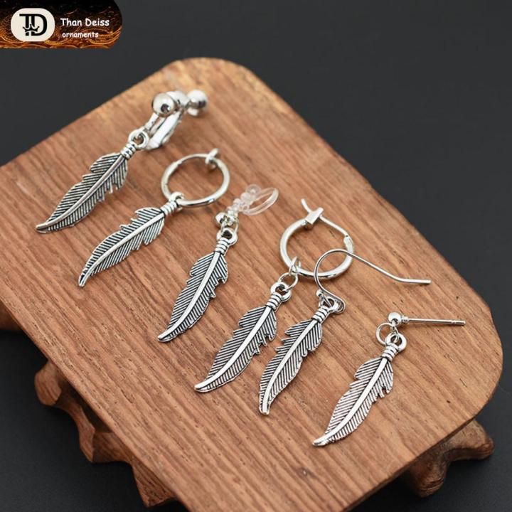 N ES Earrings Wholesale Harajuku Style Korean Ins Retro Feather ...