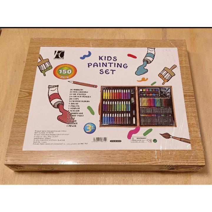 Kids wood painting set art box colour box colouring box colour pencils ...