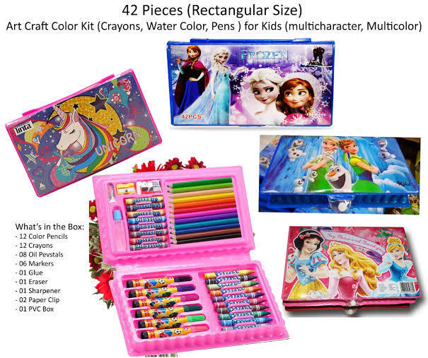 42 Pcs Art Set Arts And Crafts Kit For Kids (Crayons, Water Colors ...