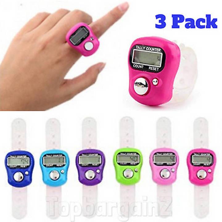 Pack of 3 Finger Counter Digital Tasbeeh / Digital Counter Finger Ring ...