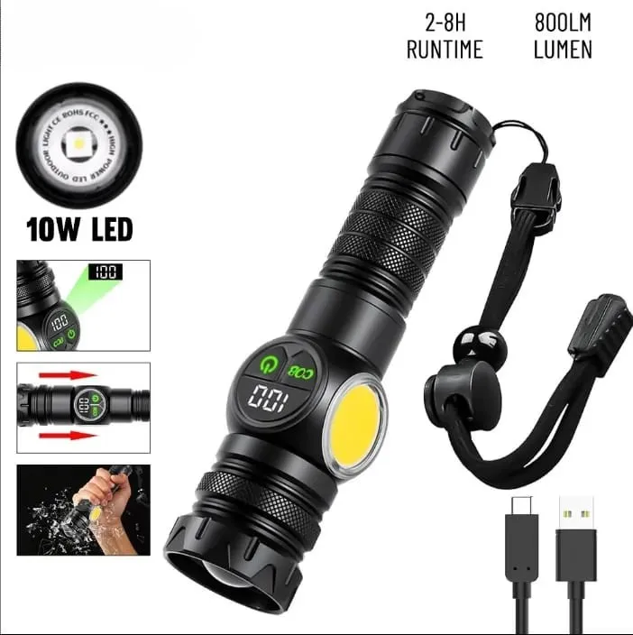 Heavy Duty Rechargeable LED Torch Light with 8800mAh 12000mAh Battery ...