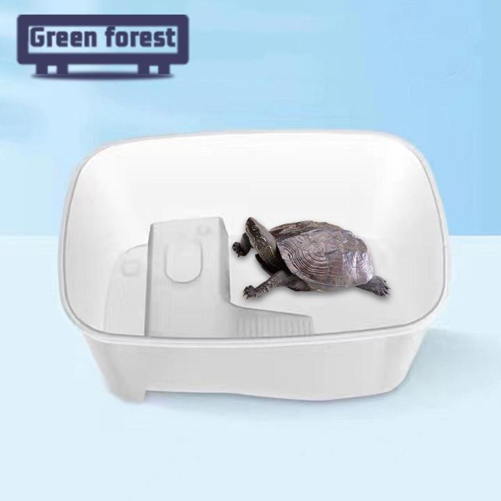 Green forest Turtle Tank with Basking Platform Turtle Habitat Container ...
