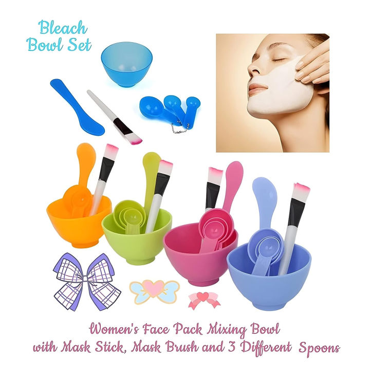 6 in 1 Face Mask Mixing Bowl Set with Stick Brush | Bleach Bowl Facial ...