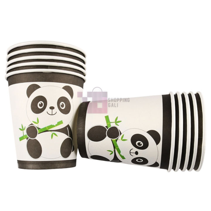 Panda Paper Cups - 200 ml - Panda Theme - Black White - Unisex - Pack ...