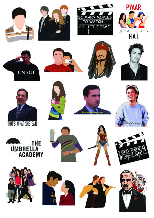 Random Mix Movies Sticker Pack (20/40/60/80/100 Pcs) 2 Inch Premium ...