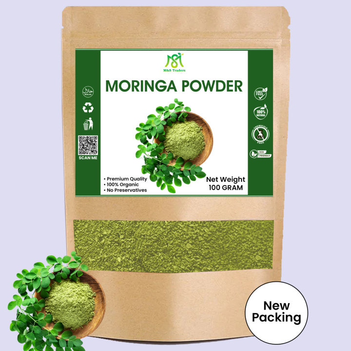 Organic Moringa Leaf Powder Boost Metabolism 100g | Daraz.pk