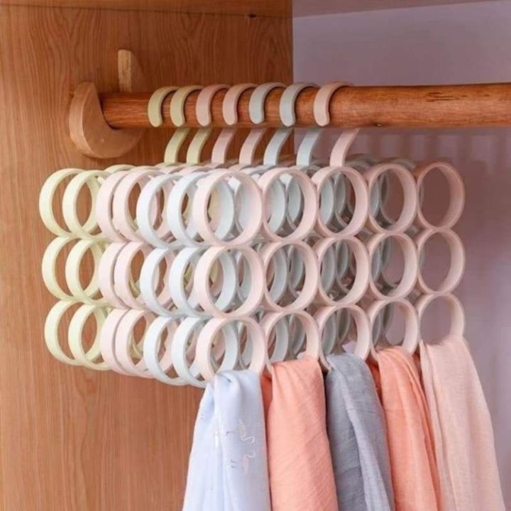 15 Ring Hole Hanger Plastic Hanging Storage Organizer Rack Scarf Holder ...