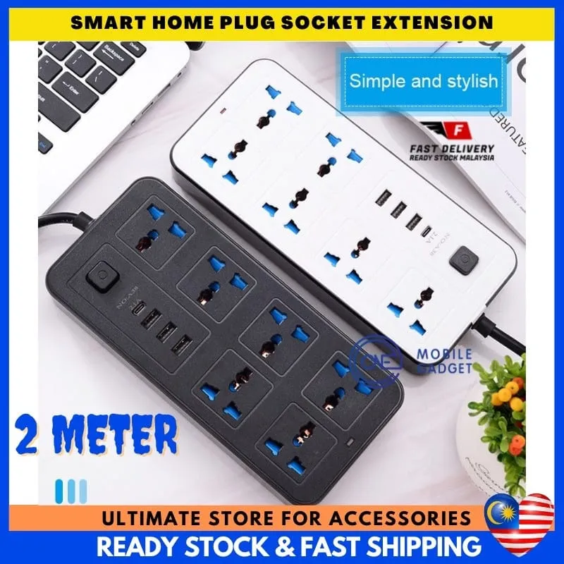 Extension Plug Zexum White UK 3 Pin Plug 4 Gang 4G Socket Extension ...