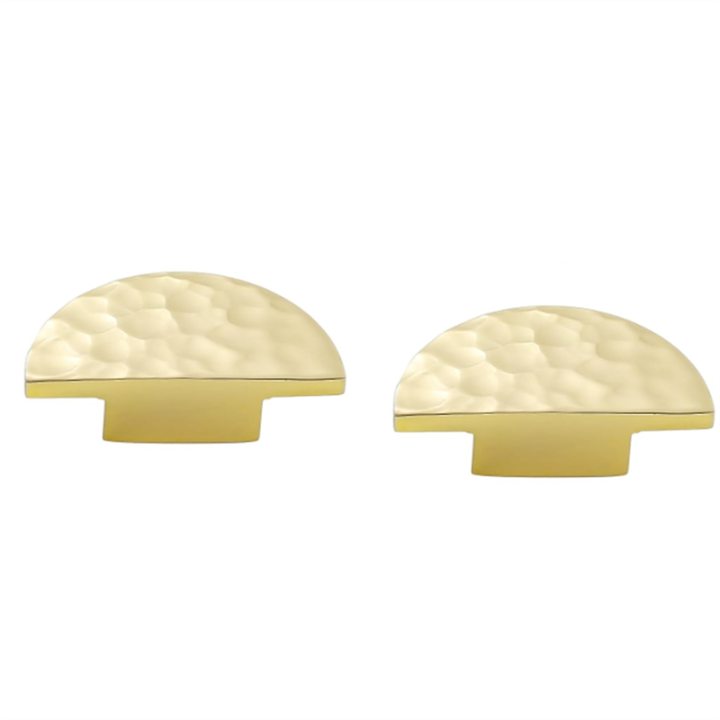 2Pack Solid Brass Cabinet Knobs, Semicircle Drawer Knobs, Hammered Dresser Drawer Pulls Handles ...