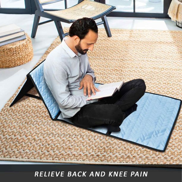 Folding Backrest Prayer Mat / Janamaz Embossed Foldable Prayer Rug Soft ...