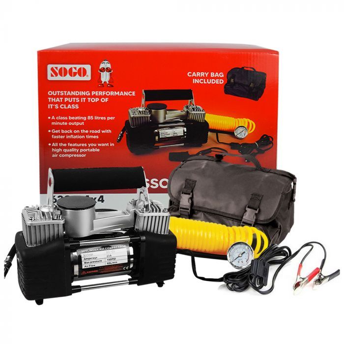 Sogo Car Dual Air Compressor Heavy Duty - 12v - 150psi - Car Air Pump ...