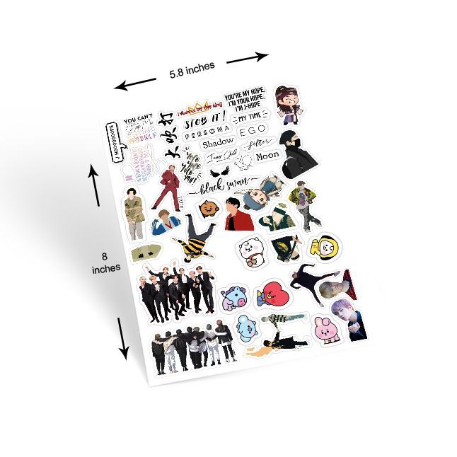 BTS Small Uncut Sticker Sheet For Journal Etc | Daraz.pk