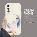 YYDS for Samsung A34 5G Back Cover Moon Girl Case Cream Texture Wavy ...