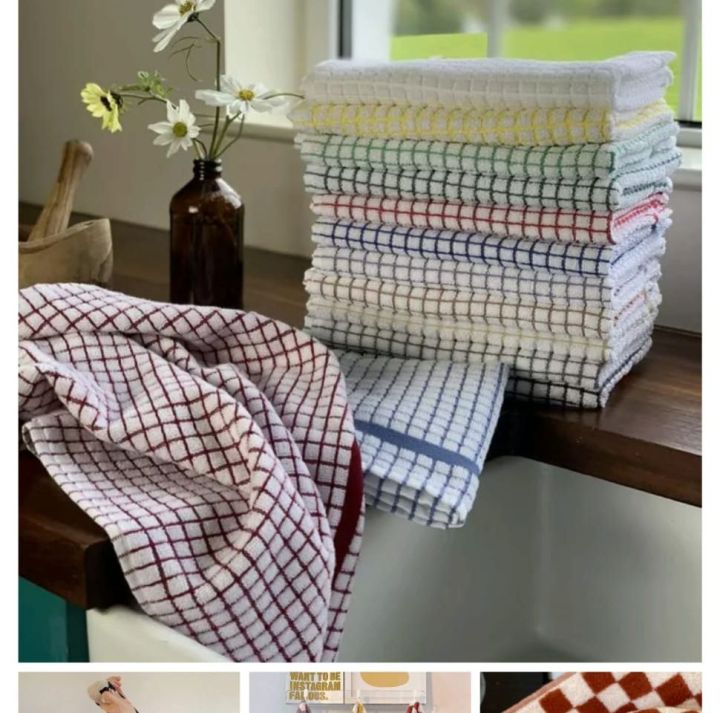 Multi-Check Cleaning Duster Kitchen Towel super absorbent washable ...