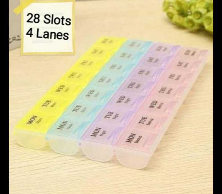 Organized Wellness 7-Day Weekly Medicine Box with 4 Rows and 28 Slots ...