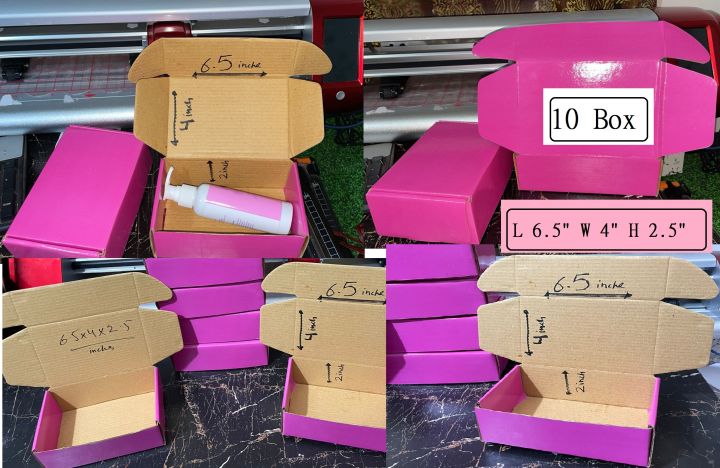 6.5X4X2.5 - Pack of 10 Pink Corrugated Boxes With Lamination For ...