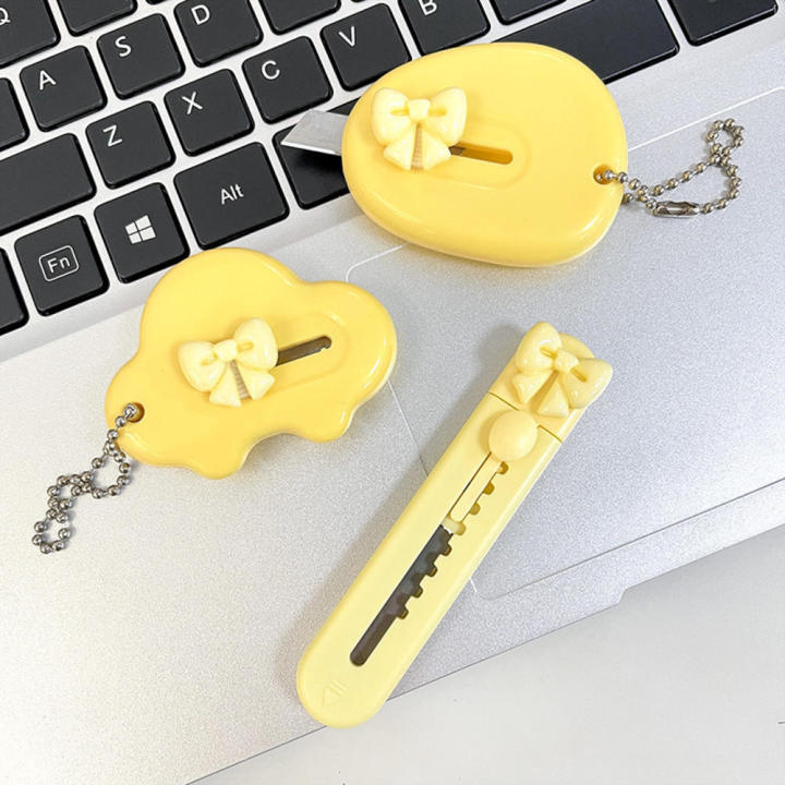 Mini Utility Bow Yellow Cute Paper Retractable Lightweight Box Cutter ...