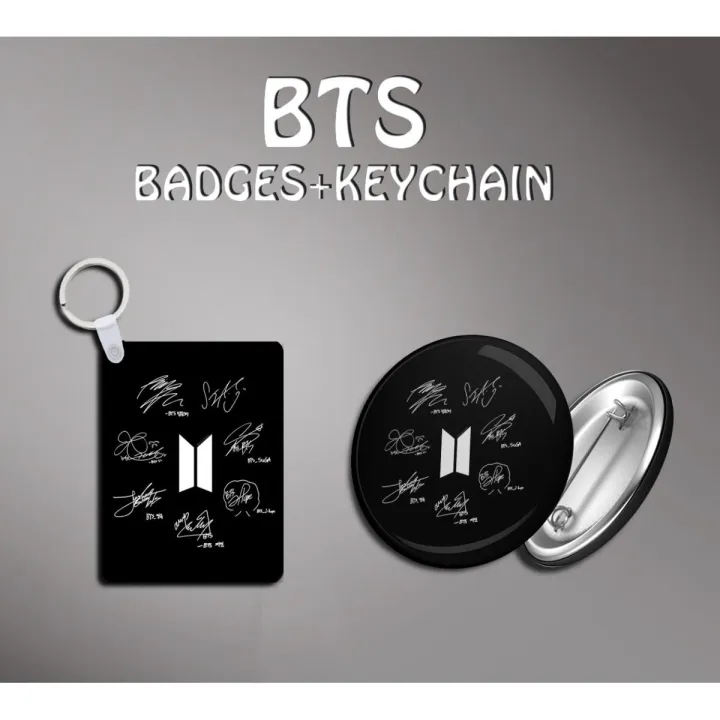 Customized BTS Logo and Signature Keychain and Badge | Daraz.pk