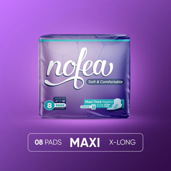 Nofea Napkins/Sanitary Pads Maxi Thick Extra Long - 8 Pads | Daraz.pk