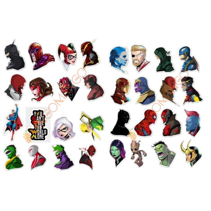 30 Pcs Marvel and DC Characters Stickers Pack for Laptop Car Bike Phone ...