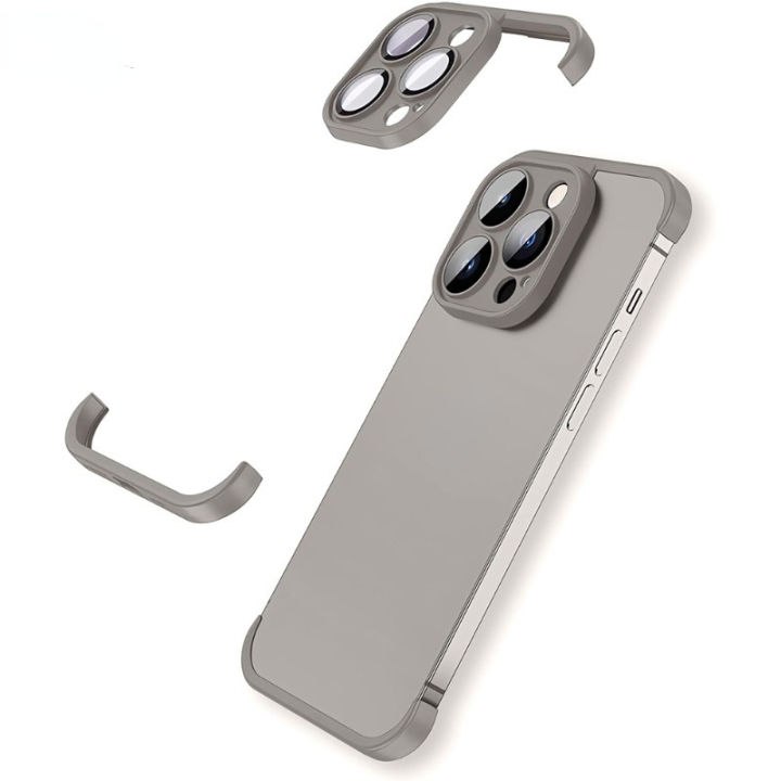 HODON Titanium Gray Frameless Camera Lens Protector Phone Case For ...