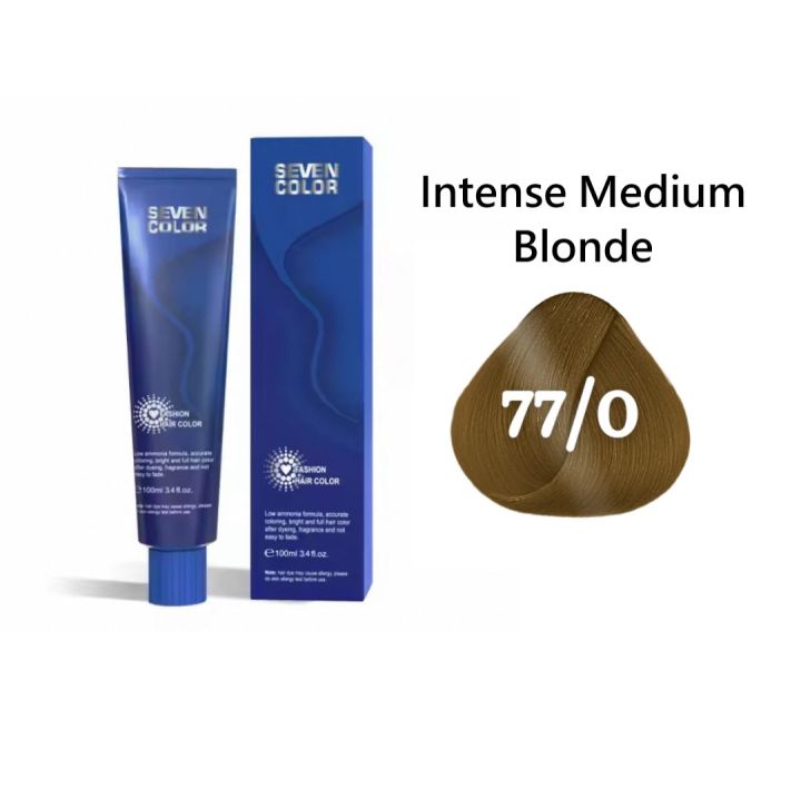SEVEN COLOR Professional Hair Color Tube – 77/0 Intense Medium Blonde ...