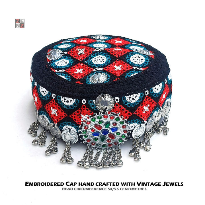 Afghan Turkish Pakistani Traditional Wear Embroidered Cap Topi with ...