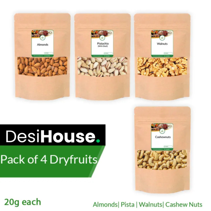 Pack of 4 Dryfruits / Badam Giri / Pista With Shell / Kaju / Akhrot ...