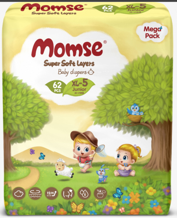 Momse Mega Diaper Size 5 Ex-Large 62 PCS | Daraz.pk