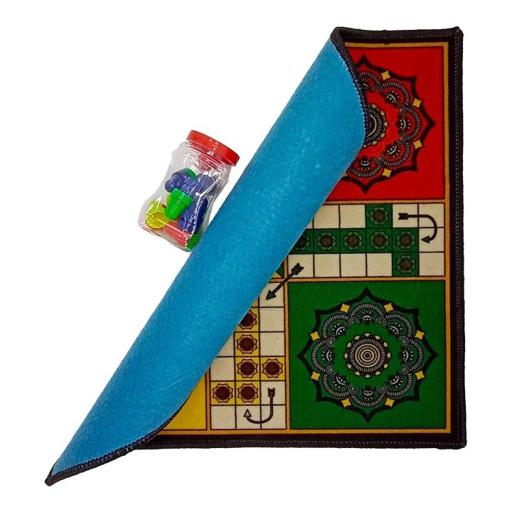 Carpet Foldable Ludo Mat With Tokens & Dice 4 Players Ludo Game 24'' x ...